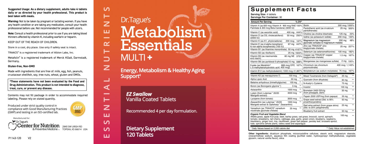 Metabolism Essentials Multi Plus-Vitamin (120 Tablets)